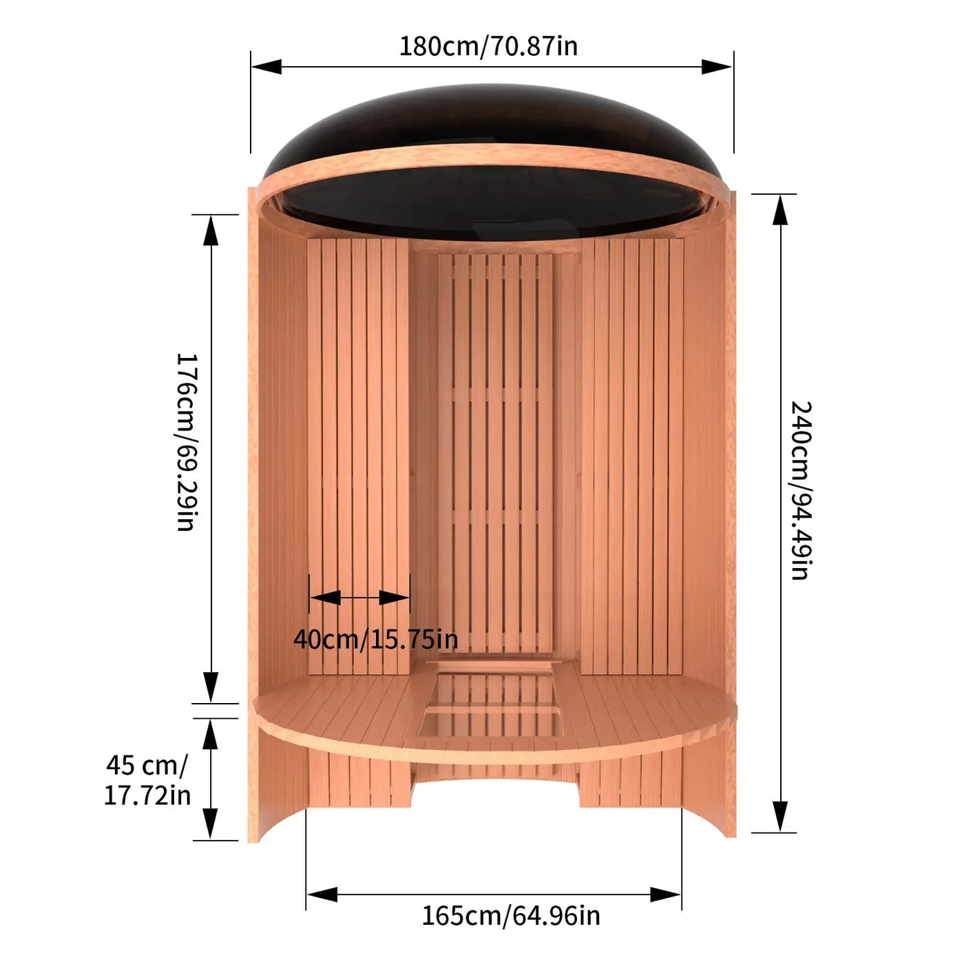 6 Person Outdoor barrel sauna with Front Porch and Panoramic Glass ...