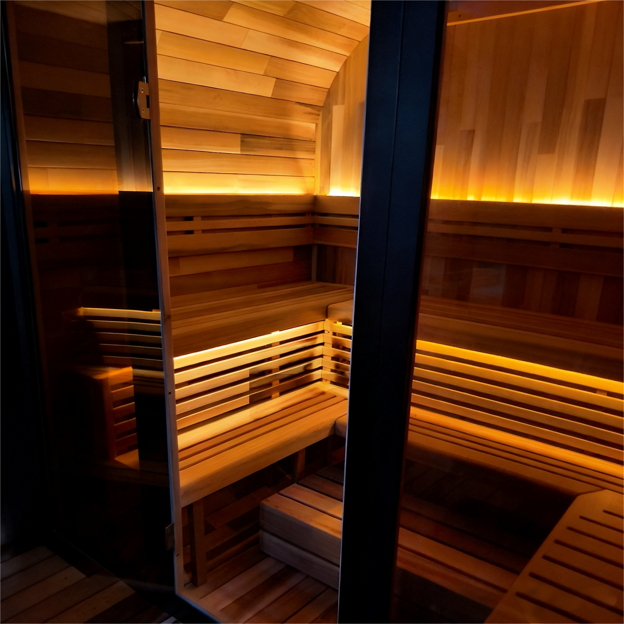 New 4-6 person Black Square Premium Thermo Spruce Wood Outdoor Sauna ...