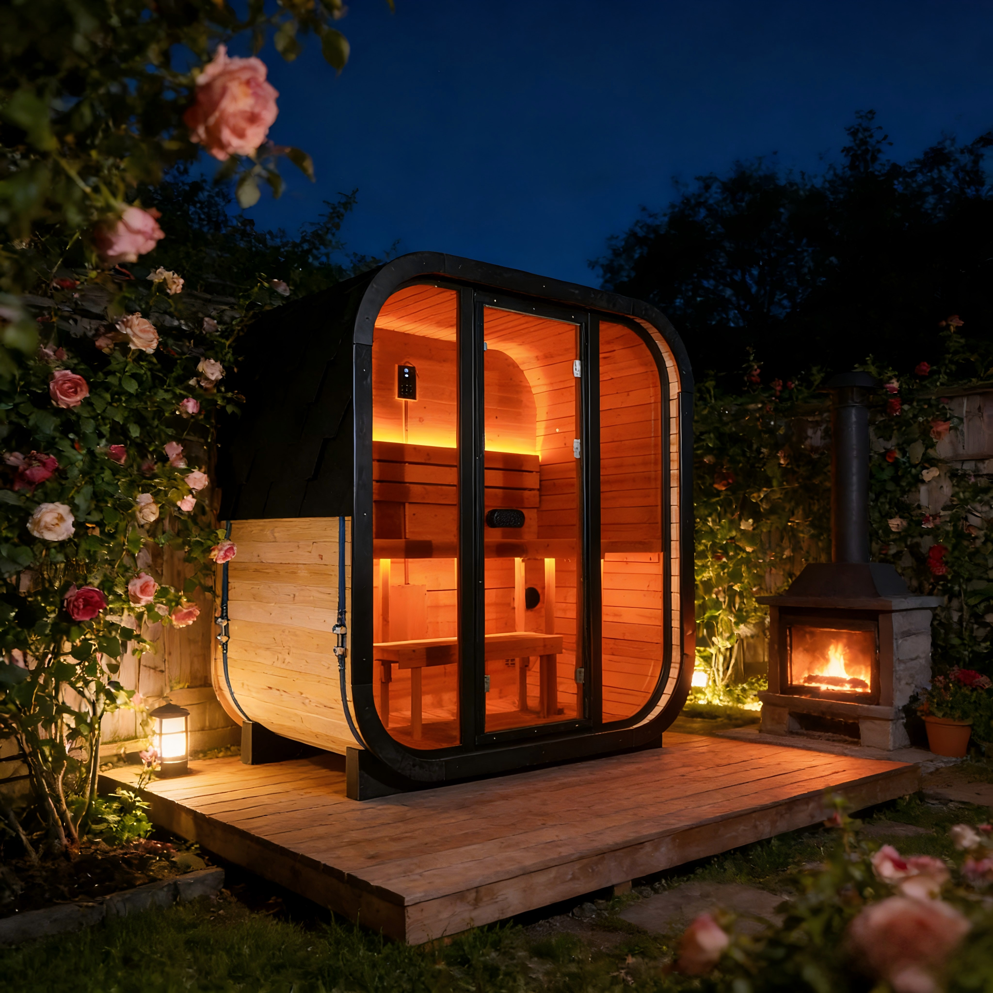Traditional Outdoor Steam Sauna for 4 People – Thermo Spruce Wood, 6KW ...