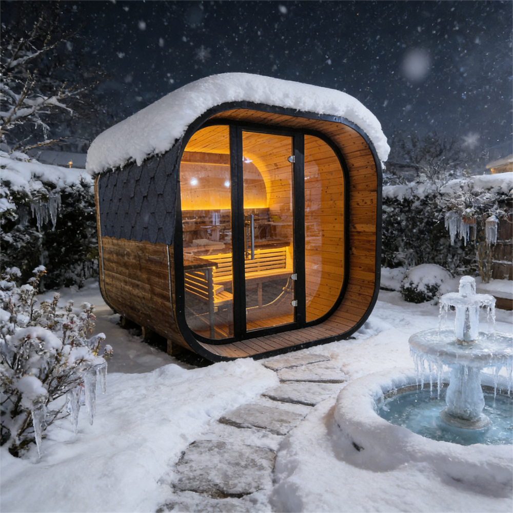 New 4-6 person Black Square Premium Thermo Spruce Wood Outdoor Sauna ...